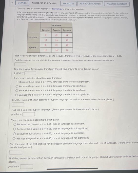 ASWSBE13 13.E.043.MI You may need to use the | Chegg.com