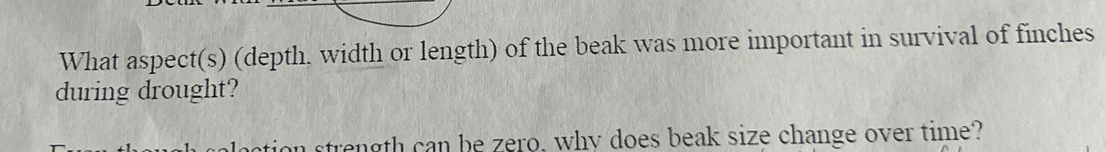 Solved What aspect(s) (depth. ﻿width or length) ﻿of the beak | Chegg.com