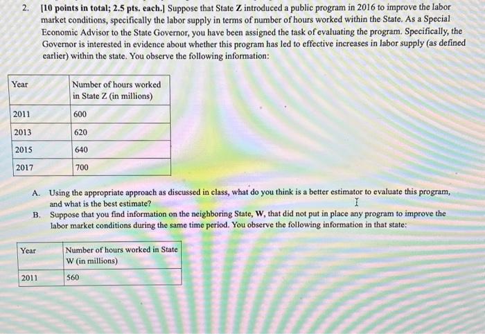 Solved 2. [10 points in total; 2.5 pts. each.] Suppose that | Chegg.com