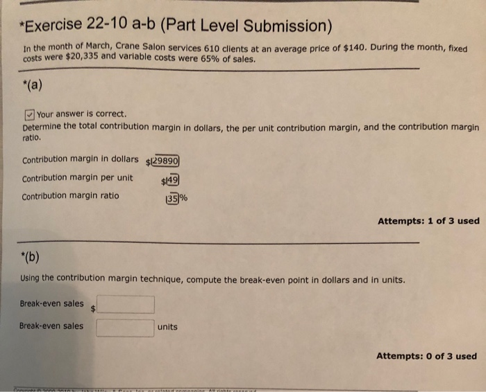 Solved *Exercise 22-10 a-b (Part Level Submission) In the | Chegg.com