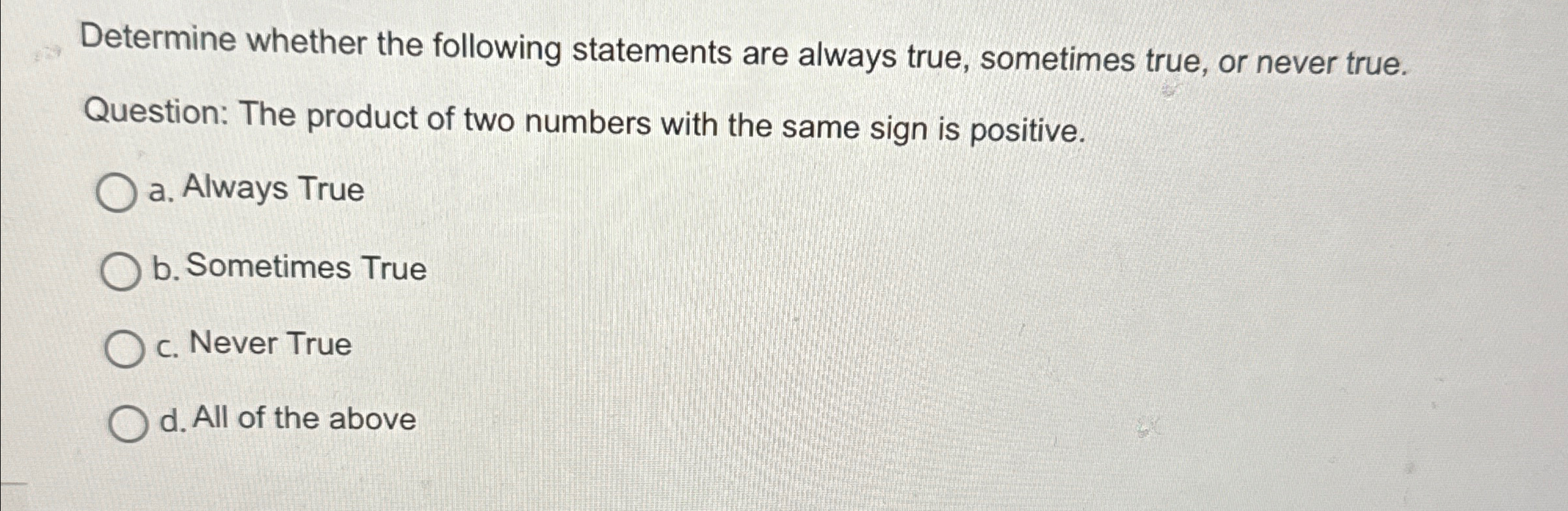 Solved Determine whether the following statements are always | Chegg.com