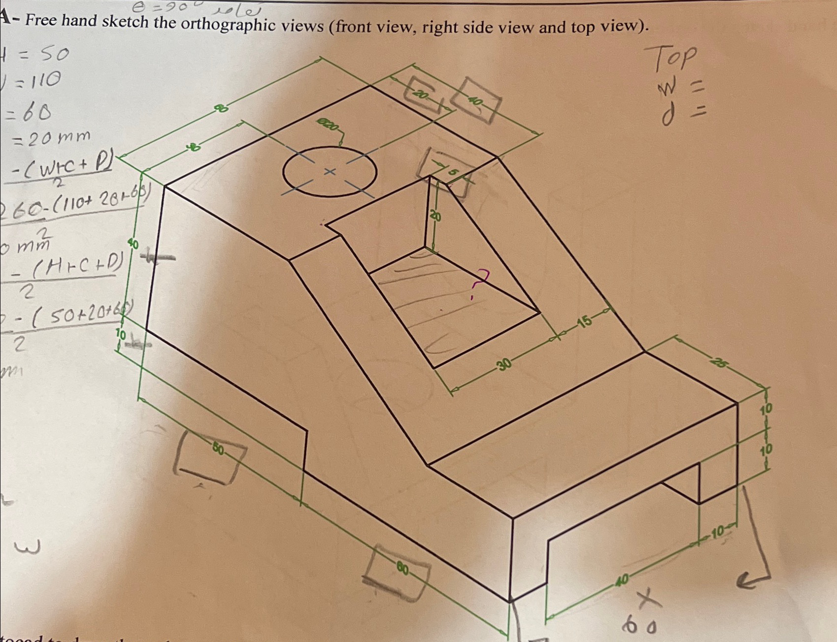 Solved the orthographic views (front view, right side view | Chegg.com
