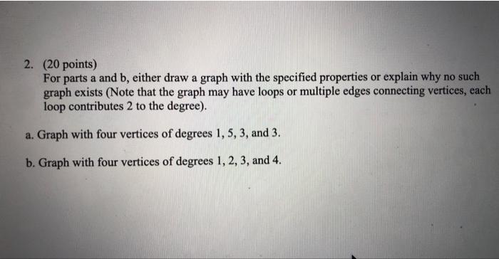 Solved 2. (20 points) For parts a and b, either draw a graph | Chegg.com