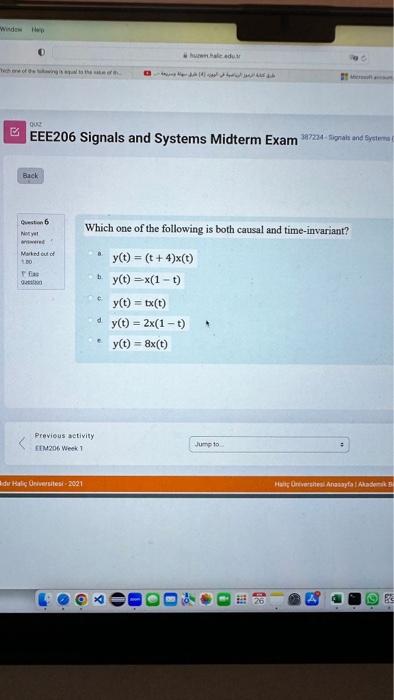 Solved EEE206 Signals and Systems Midterm Exam Back Which | Chegg.com