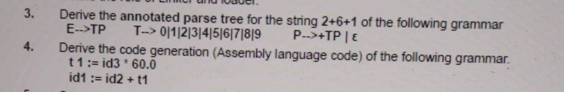 Solved 3. Derive the annotated parse tree for the string | Chegg.com Solved 3. Derive the annotated parse tree for the string | Chegg.com
