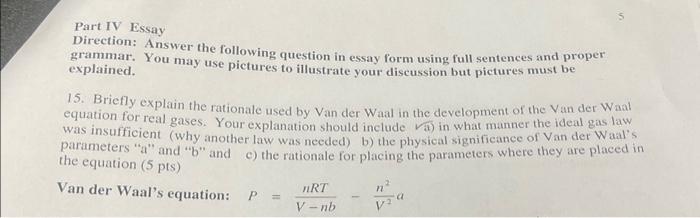 Solved Part IV Essay Direction: Answer the following | Chegg.com