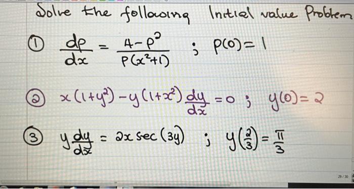 Solved Solve the following Initial value Problem (1) | Chegg.com
