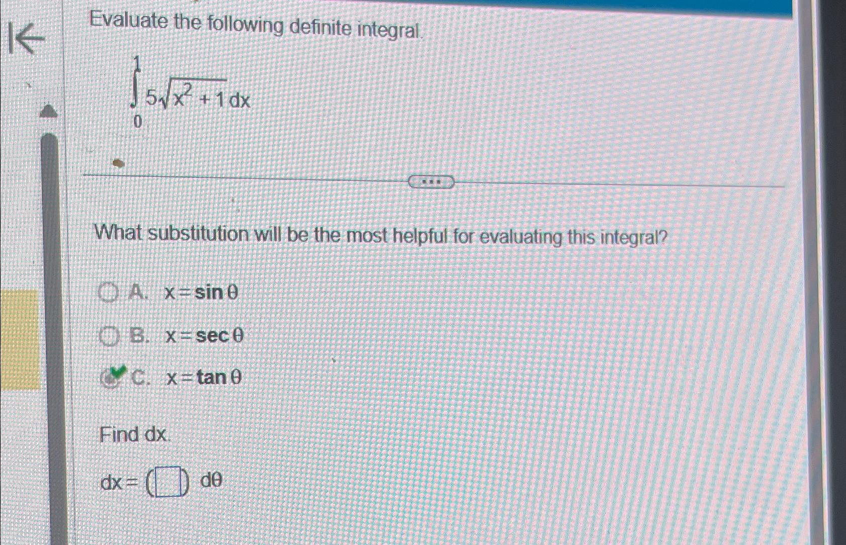 Solved Evaluate the following definite | Chegg.com