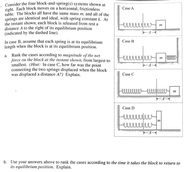 Solved Consider the four block-and-spring(s) ﻿systems shown | Chegg.com