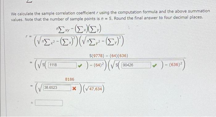 Solved We calculate the sample correlation coefficient r | Chegg.com