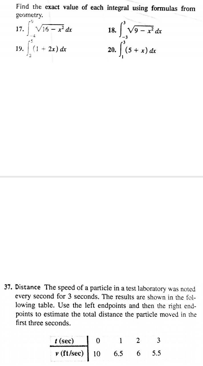 Solved Find the exact value of each integral using formulas | Chegg.com