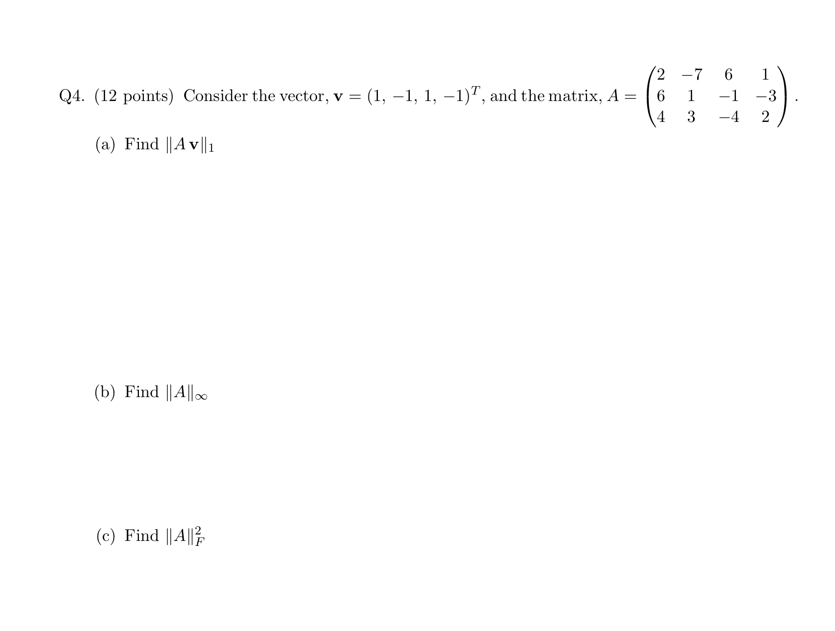 Solved Q4. (12 ﻿points) ﻿Consider the vector, | Chegg.com