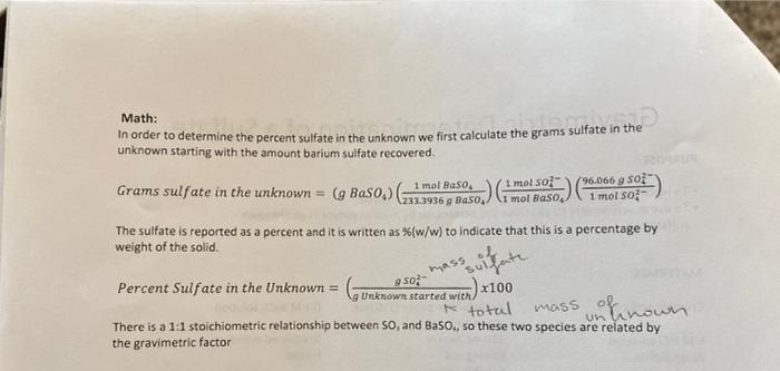 Solved Gravimetric Determination of a Sulfate PURPOSE: - To | Chegg.com