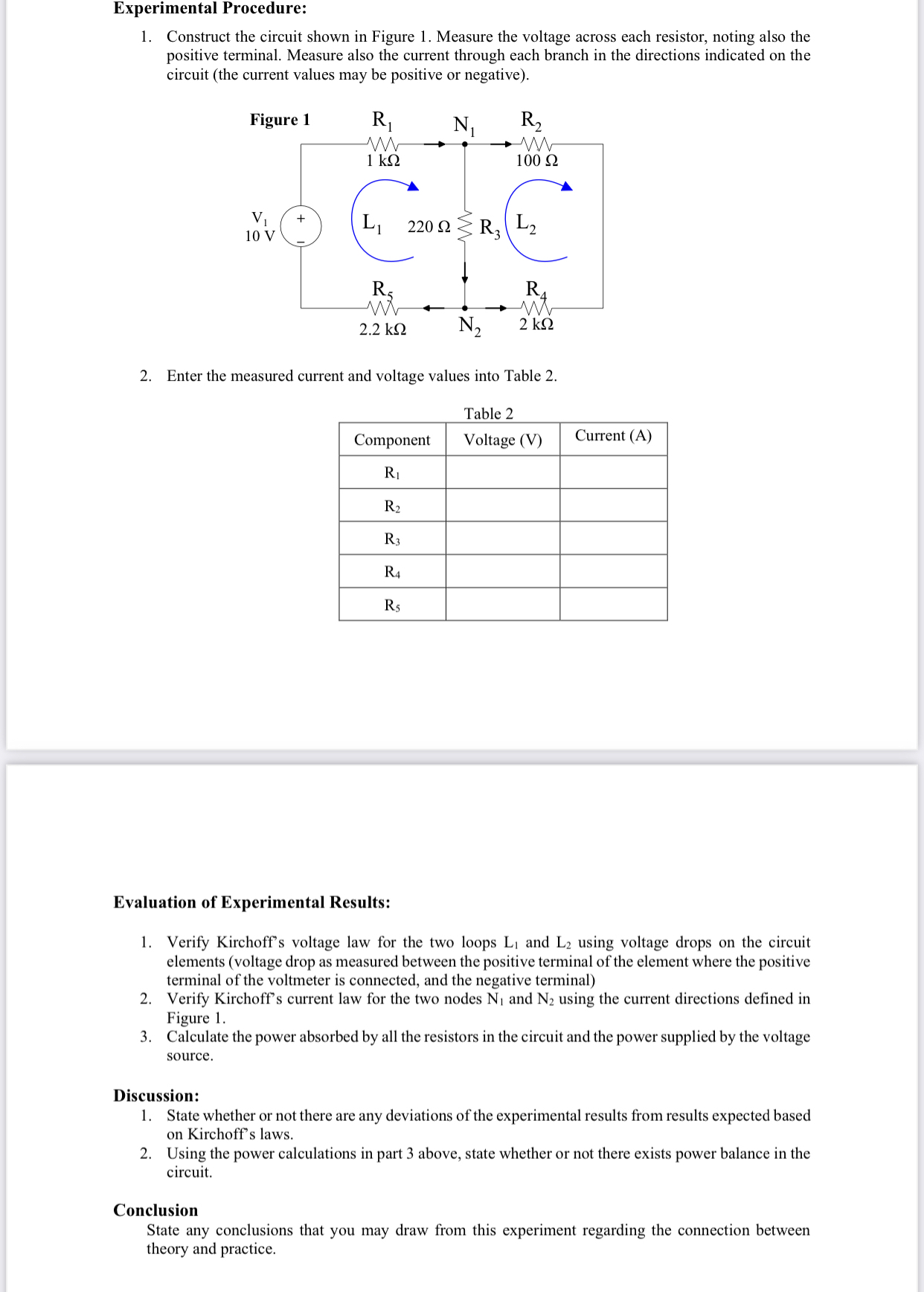 Solved Experimental Procedure:Construct the circuit shown in | Chegg.com