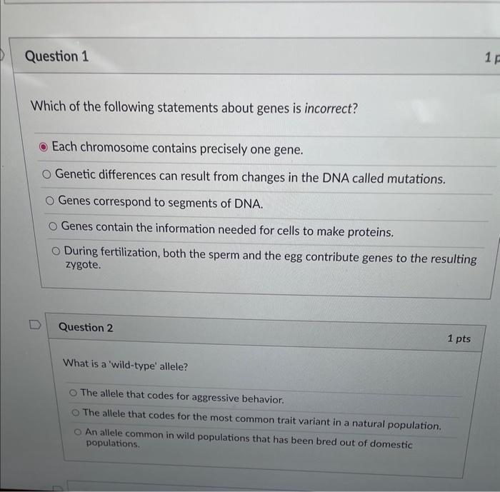 Solved Which of the following statements about genes is | Chegg.com