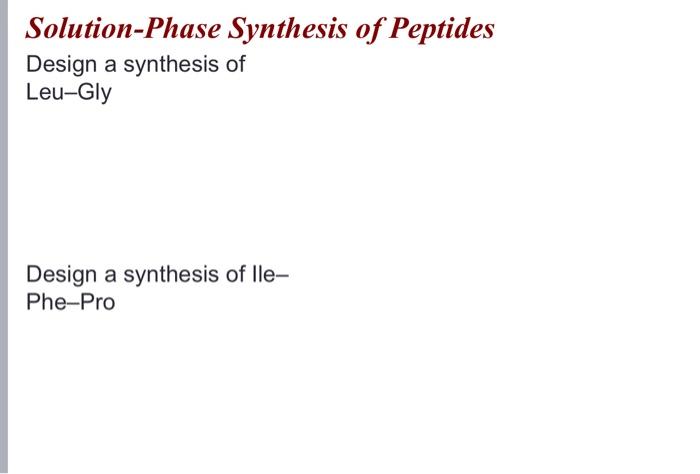 Solved Solution-Phase Synthesis of Peptides Design a | Chegg.com