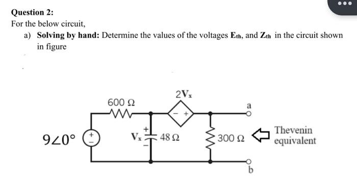 Question 2: For the below circuit, a) Solving by | Chegg.com