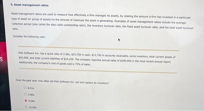 3. Asset management ratios Asset management ratios | Chegg.com