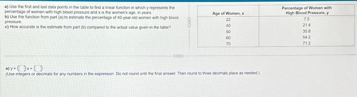 Solved a) Use the first and last data points in the table to | Chegg.com