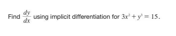 Solved Find dydx ﻿using implicit differentiation for | Chegg.com
