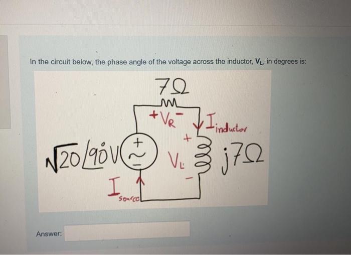 Solved In the circuit below, the phase angle of the voltage | Chegg.com