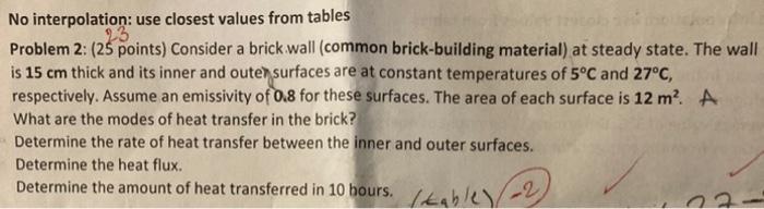 Solved No interpolation: use closest values from tables | Chegg.com