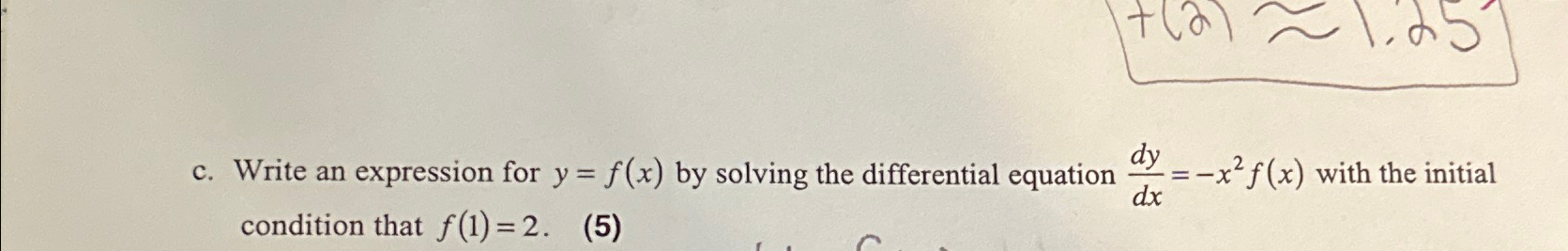 Solved c. ﻿Write an expression for y=f(x) ﻿by solving the | Chegg.com