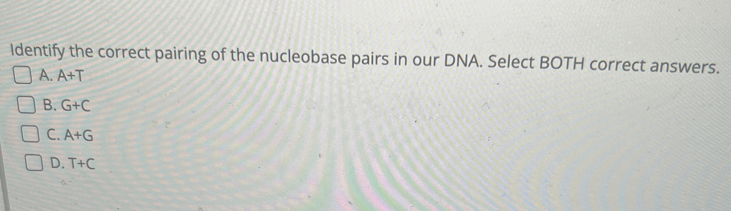 Solved Identify the correct pairing of the nucleobase pairs | Chegg.com