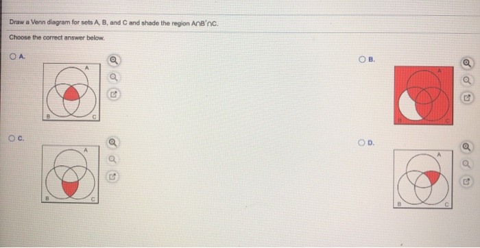 Solved Draw a Venn diagram for sets A, B, and C and shade | Chegg.com