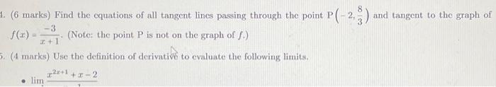 Solved 4. (6 marks) Find the equations of all tangent lines | Chegg.com