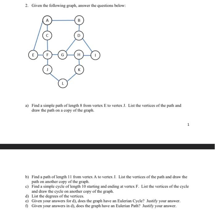 2. Given the following graph, answer the questions | Chegg.com