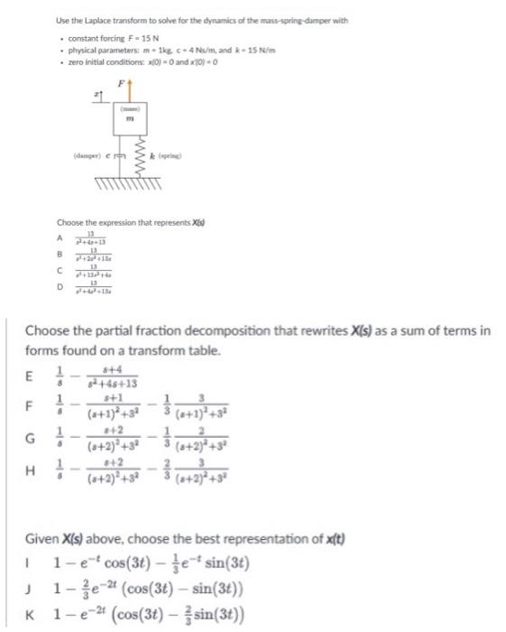 Solved Use the Laplace transform to solve for the dynamics | Chegg.com