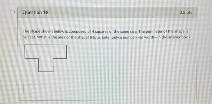 Solved The shape shown below is composed of 4 squares of the | Chegg.com