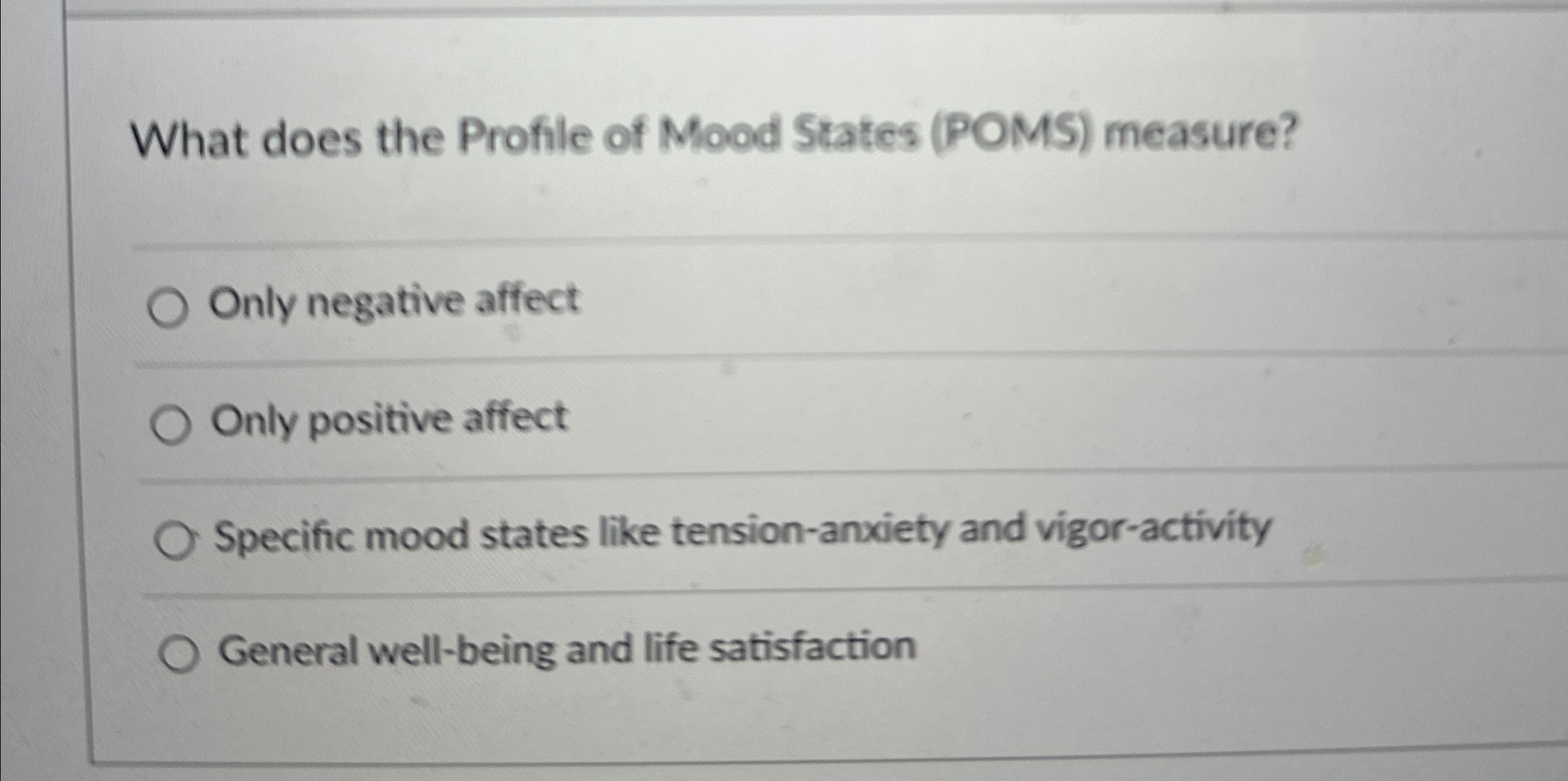 Solved What does the Profile of Mood States (POMS) | Chegg.com