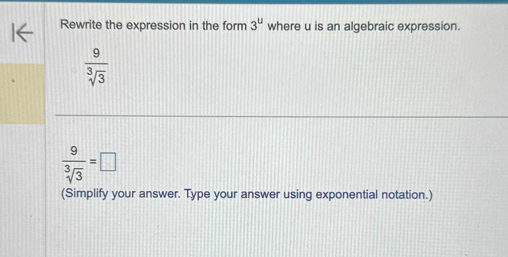Solved Rewrite the expression in the form 3u ﻿where u ﻿is an | Chegg.com