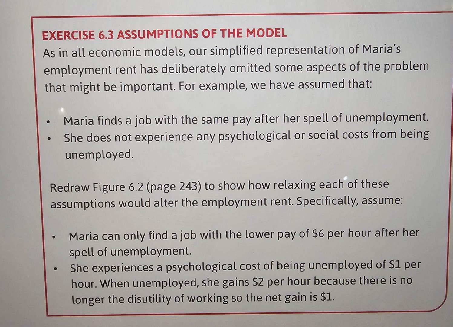Figure 6.2 Maria's employment rent for a given effort | Chegg.com