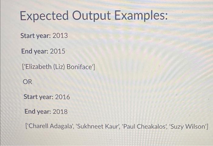 Solved starter code-expected output, enter start and end | Chegg.com