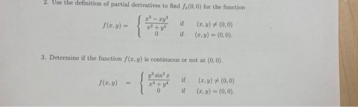Solved 2. Use the definition of partial derivatives to find | Chegg.com