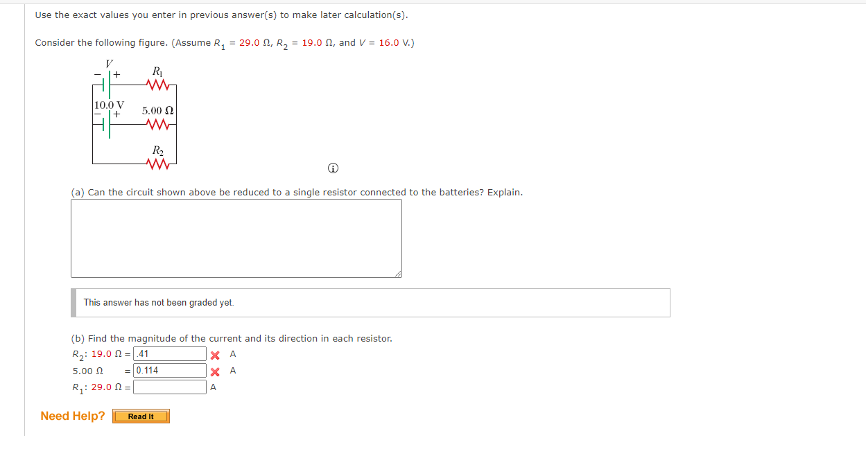 Solved Use the exact values you enter in previous answer(s) | Chegg.com
