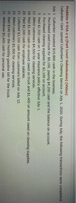 Solved Problem 4-05A a-g (Part Level Submission) (Video) | Chegg.com