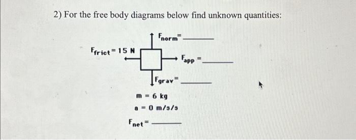 Solved 2) For the free body diagrams below find unknown | Chegg.com