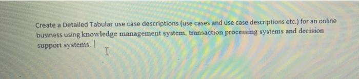 Solved Create a Detailed Tabular use case descriptions (use | Chegg.com