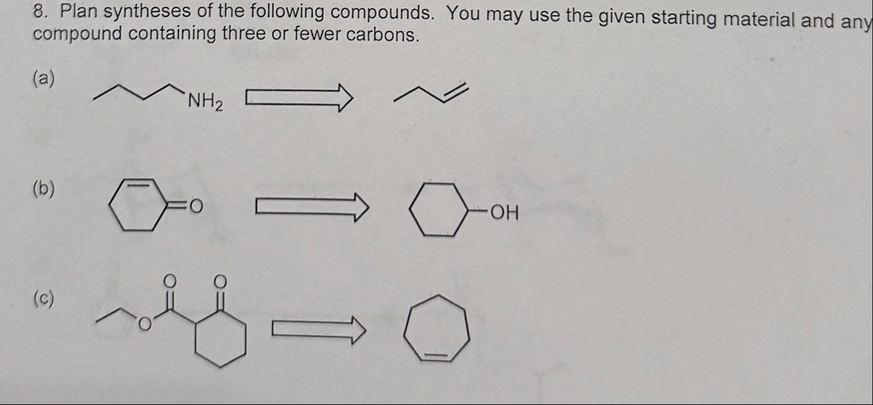 Solved Plan syntheses of the following compounds. You may | Chegg.com