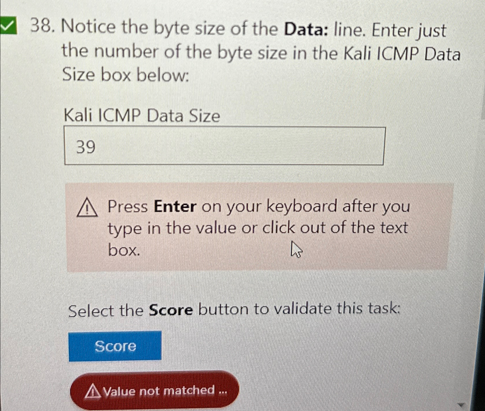 Solved Notice the byte size of the Data: line. Enter just | Chegg.com