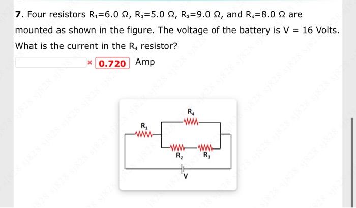 Solved 7. Four resistors R1=6.0Ω,R2=5.0Ω,R3=9.0Ω, and | Chegg.com