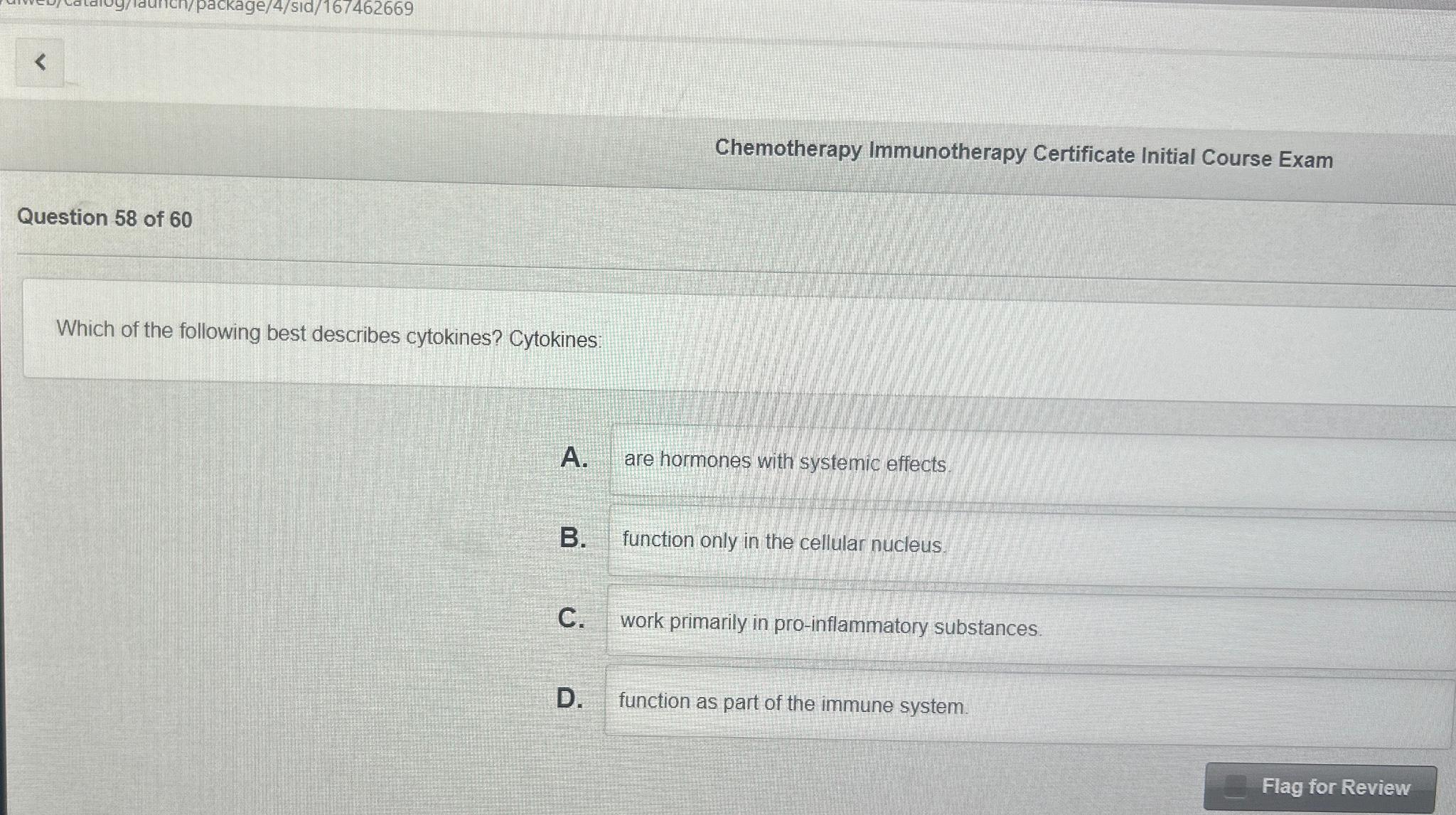 Solved Chemotherapy Immunotherapy Certificate Initial Course | Chegg.com