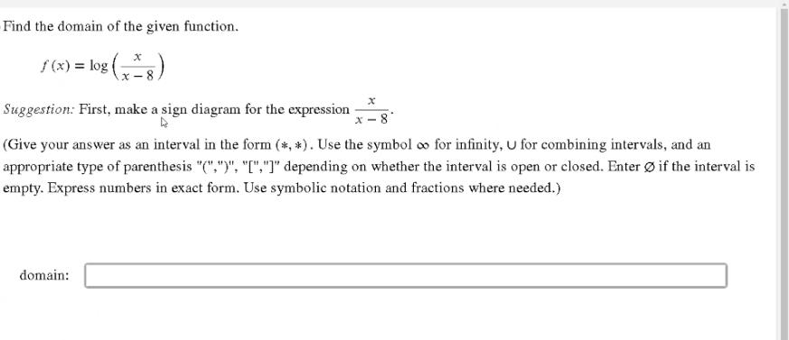 Solved Find the domain of the given | Chegg.com