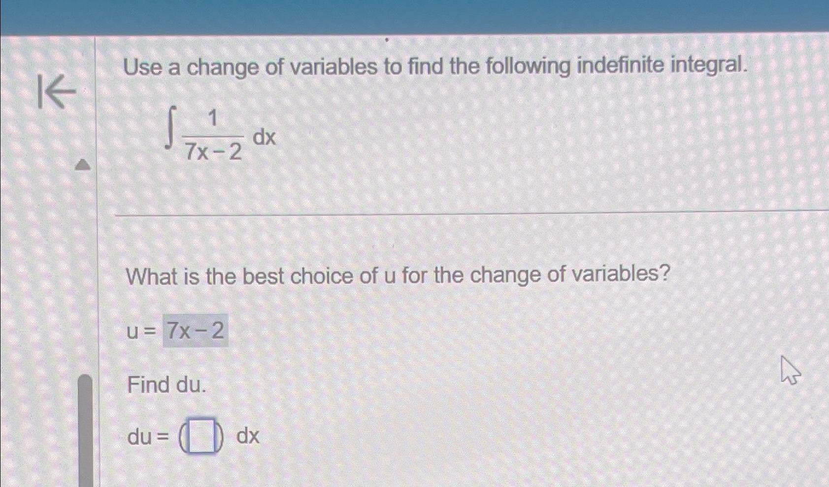 Solved Use a change of variables to find the following | Chegg.com