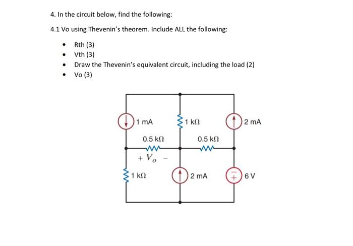 Solved 4. In the circuit below, find the following: 4.1 Vo | Chegg.com