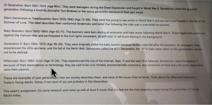 Solved GI Generation: Born 1901-1924 (Age 90+). They were | Chegg.com